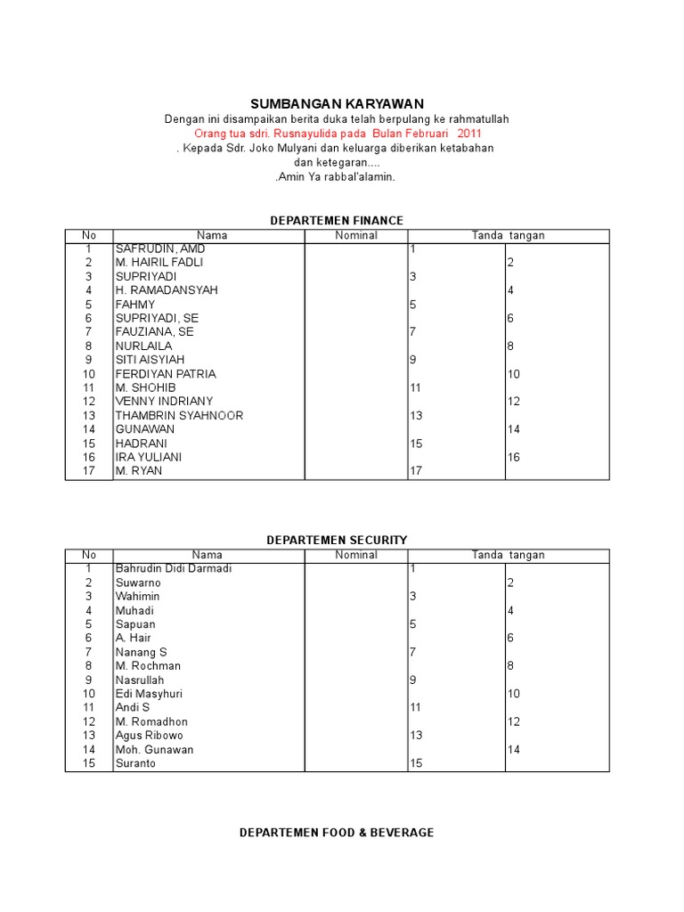 Form Sumbangan | PDF