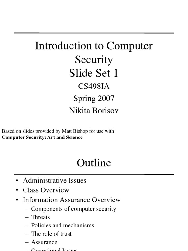 An Introduction to the Foundational Concepts of Computer Security | PDF ...