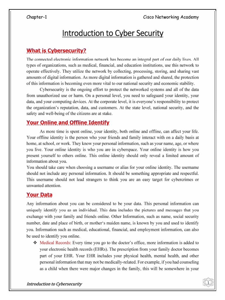 Cisco Introduction To Cyber Security Chap-1 | PDF | Computer Security ...