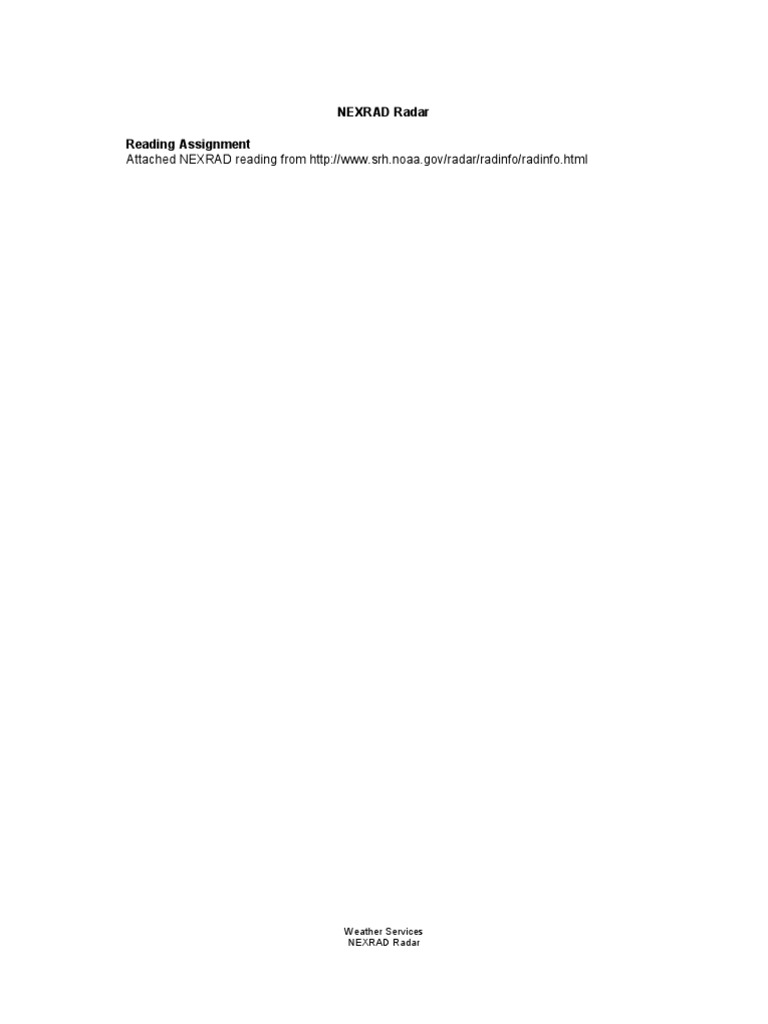 NEXRAD Radar Overview and Functions | PDF | Radar | Doppler Effect