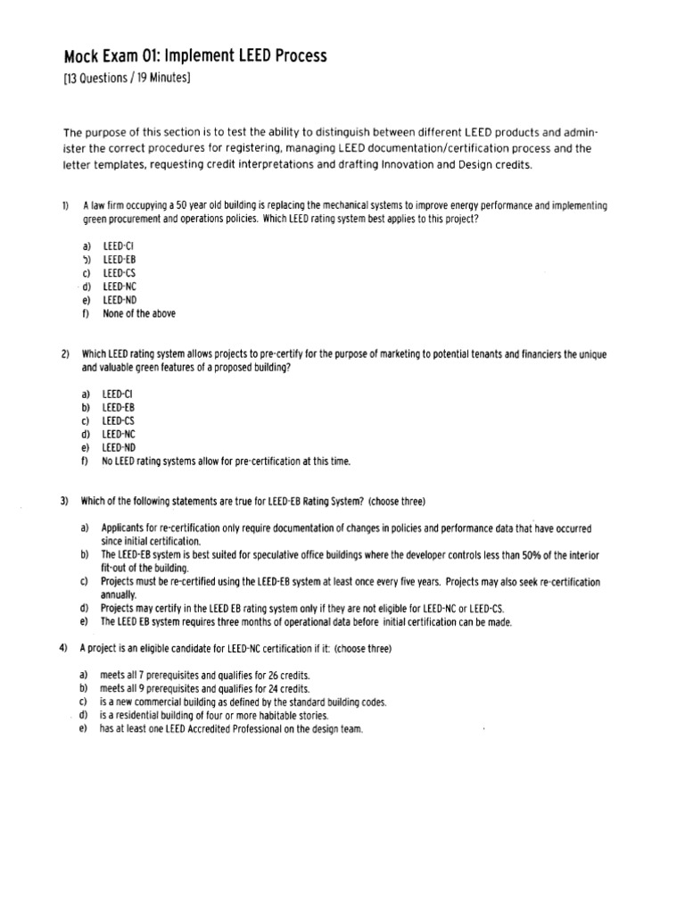 LEED Mock Exams | PDF