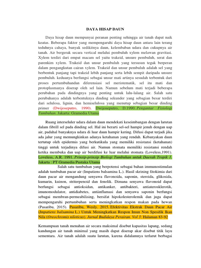 Daya Hisap Daun dan Tekanan Akar | PDF | Griya & Taman