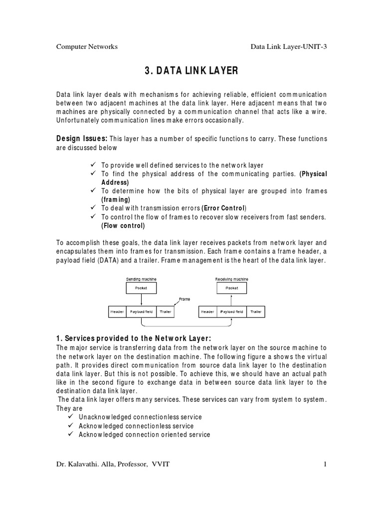 Computer Networks - Unit 3 - Data Link Layer | PDF | Transmission ...