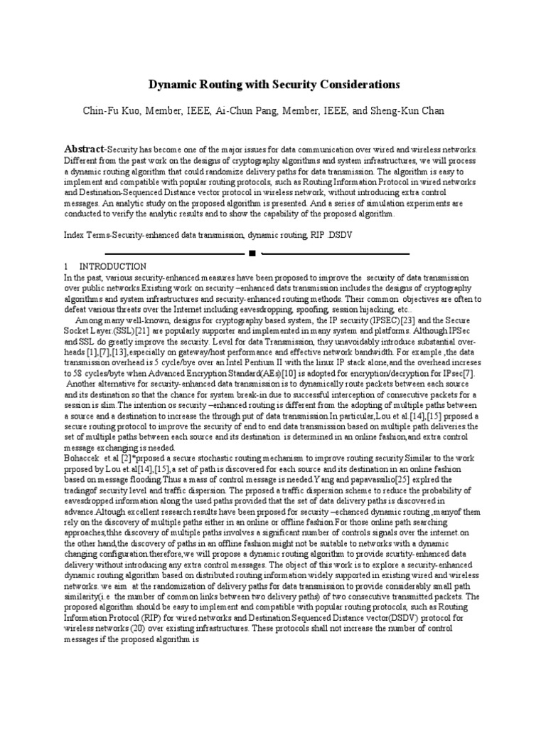 Dynamic Routing With Security Considerations | PDF | Routing | Computer ...