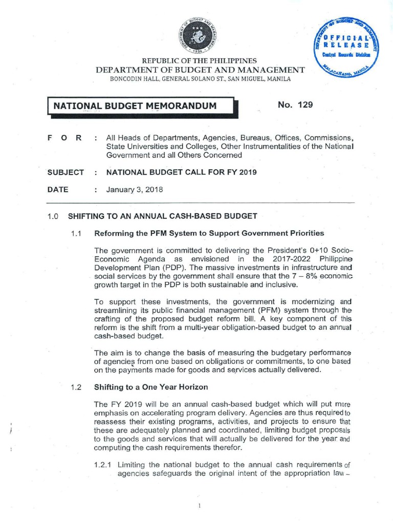 FY 2019 National Budget Call Guidelines | PDF | Salary | Budget
