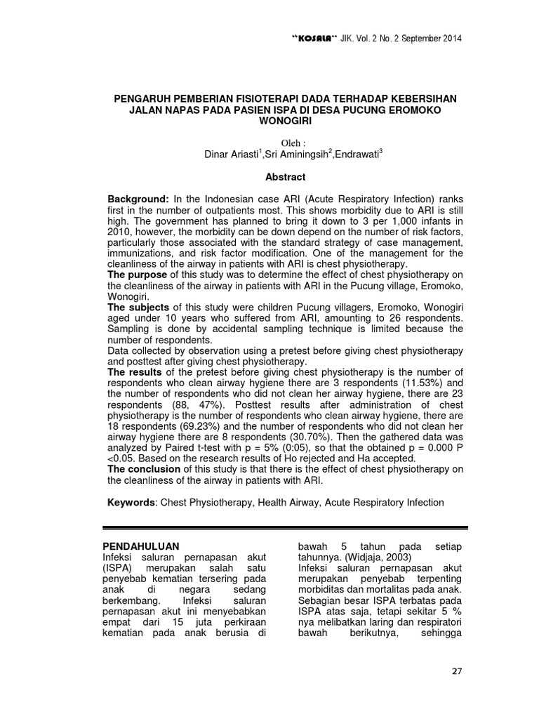 Jurnal Fisioterapy Dada PDF | PDF
