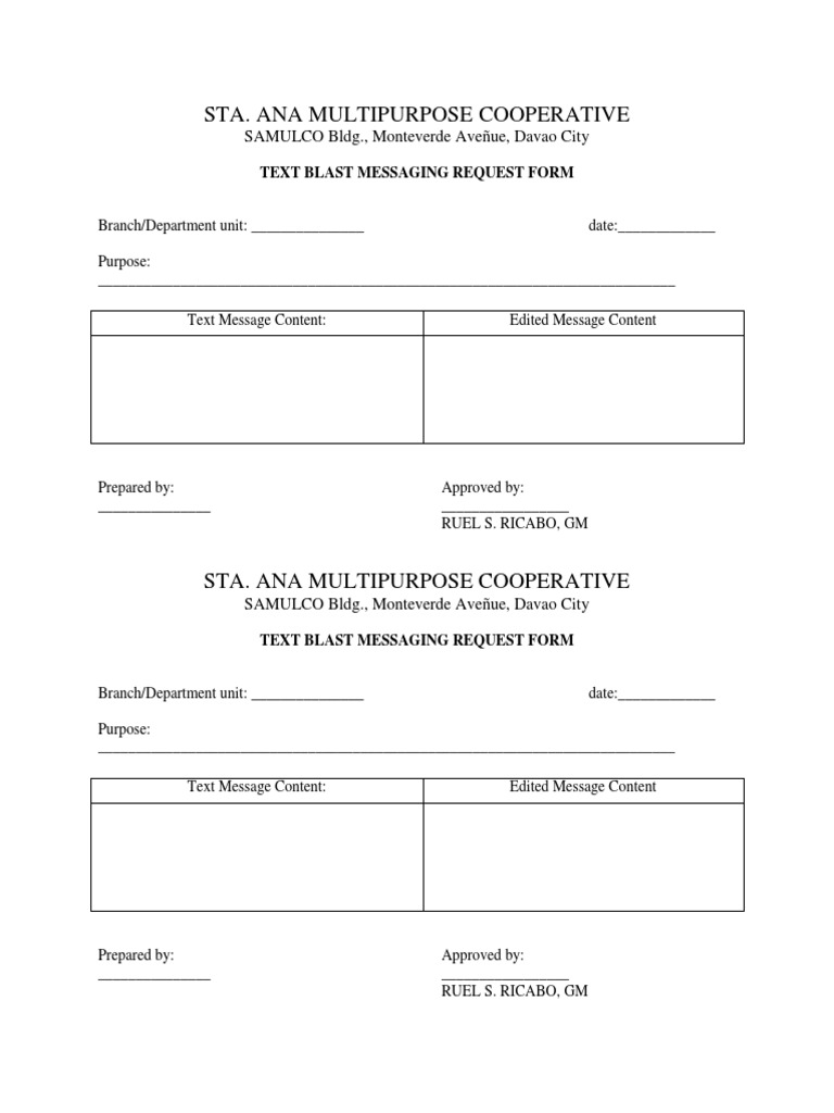 MIS Text Blast Request Form | PDF