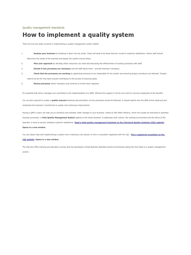 Quality Management Standards | PDF