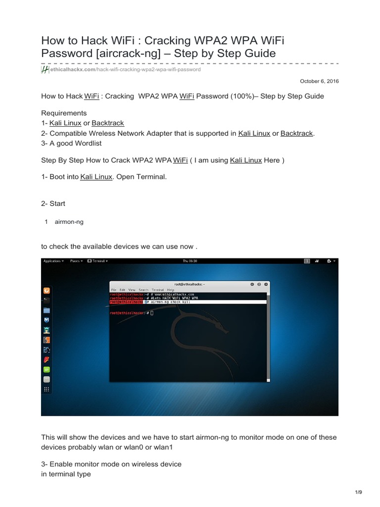 How To Hack WiFi Cracking WPA2 WPA WiFi Password Aircrack-Ng Step by ...
