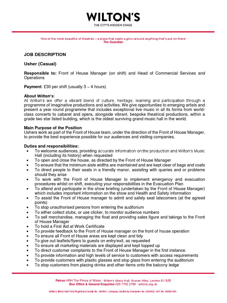 1-Usher JD and Application Form 22 Nov 2017 | PDF