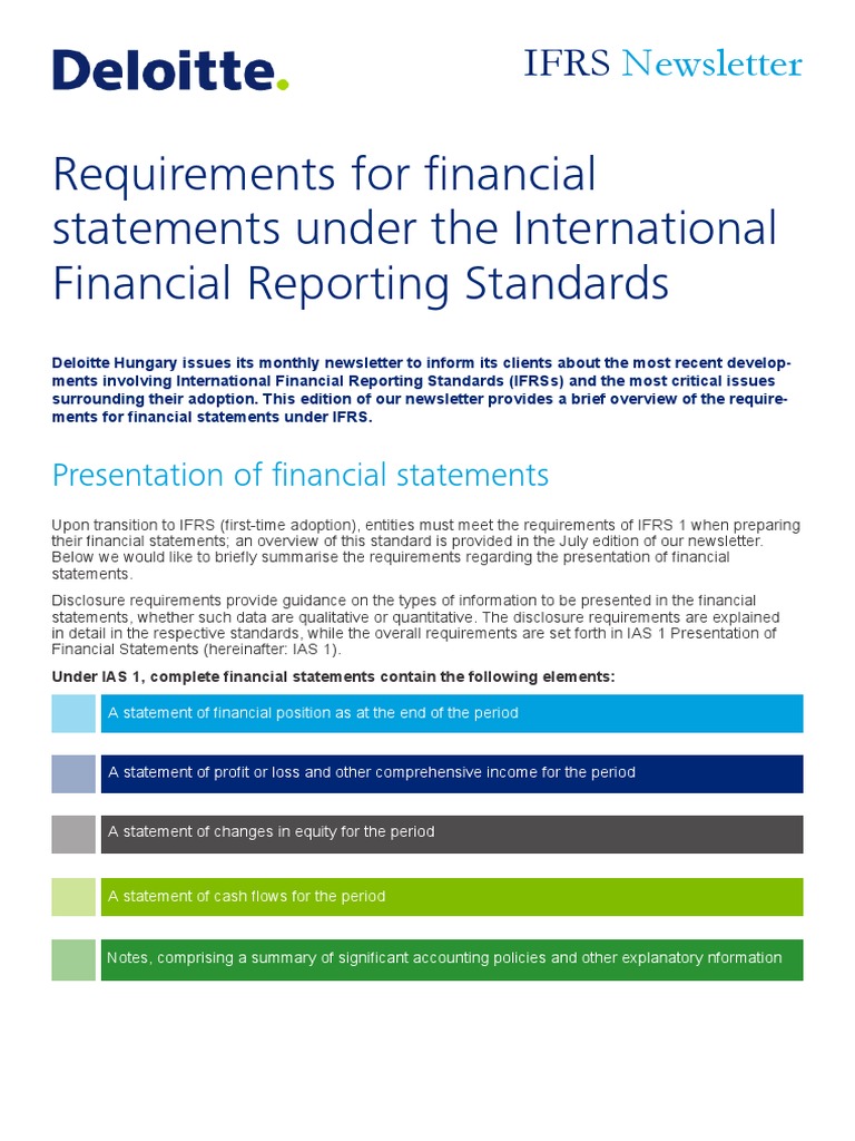 Requirements For Financial Statements Under The International Financial ...