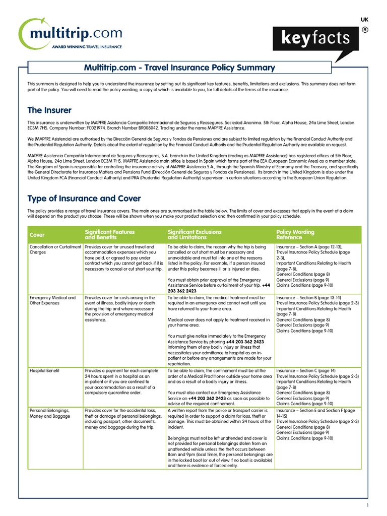 Policy Key Facts | PDF | Insurance | Hospital