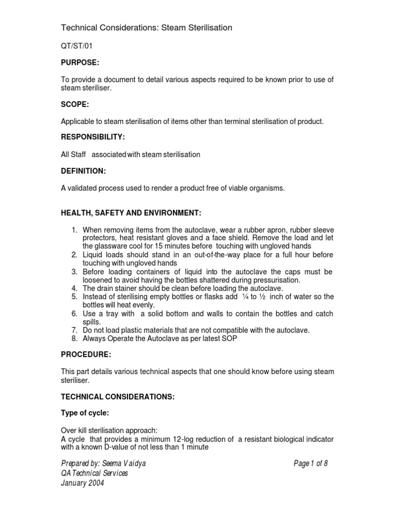 Steamsterilisation | PDF | Sterilization (Microbiology) | Steam