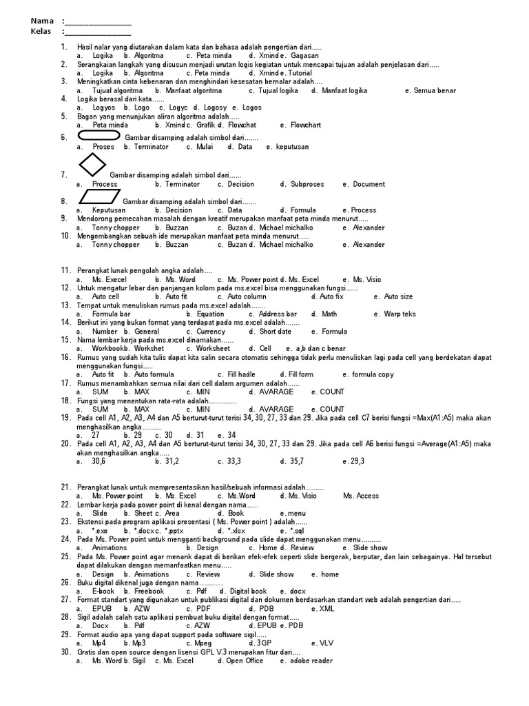 Kuis Teknologi dan Logika | PDF