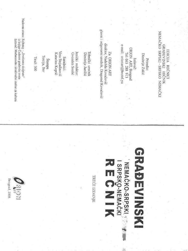 Njemacki - Srpski Gradjevinski Rijecnik PDF | PDF