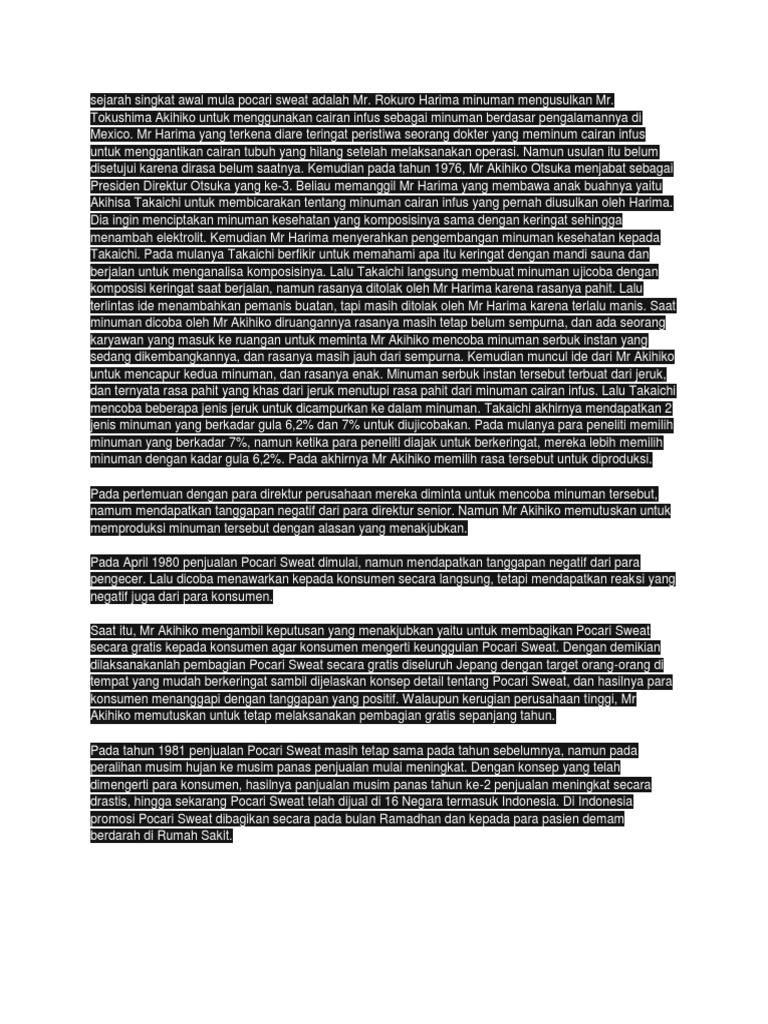Sejarah dan Manfaat Pocari Sweat | PDF