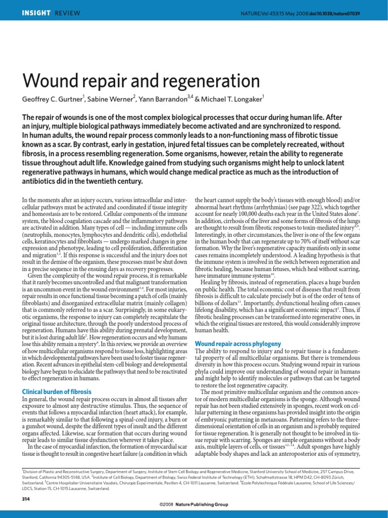 Wound Repair and Regeneration | PDF | Wound Healing | Regeneration ...