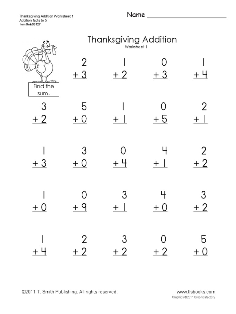Thanksgiving Addition: Find The Sum | PDF