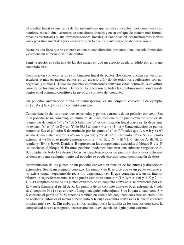 Investigación de Operaciones | PDF | Conjunto convexo | Espacio vectorial