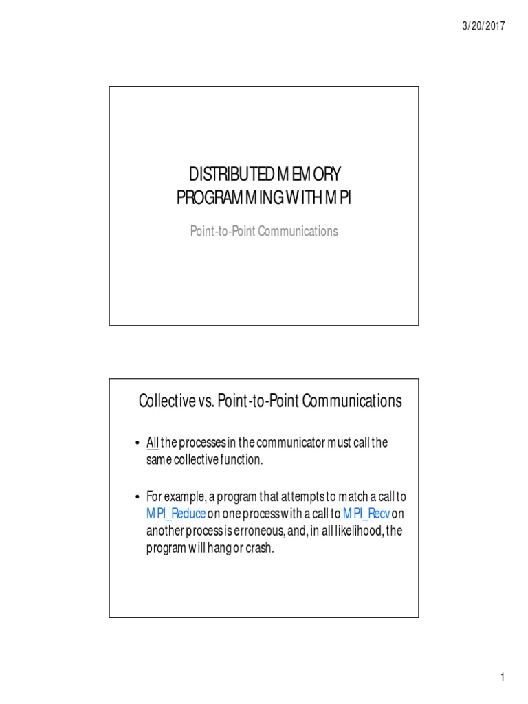 Distributed Memory Programming With Mpi: Collective vs. Point-to-Point Communications | Download ...