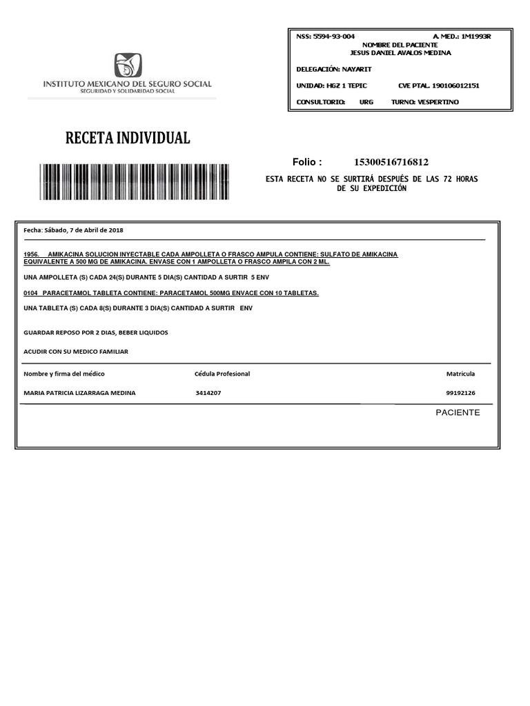Receta IMSS Editable | PDF