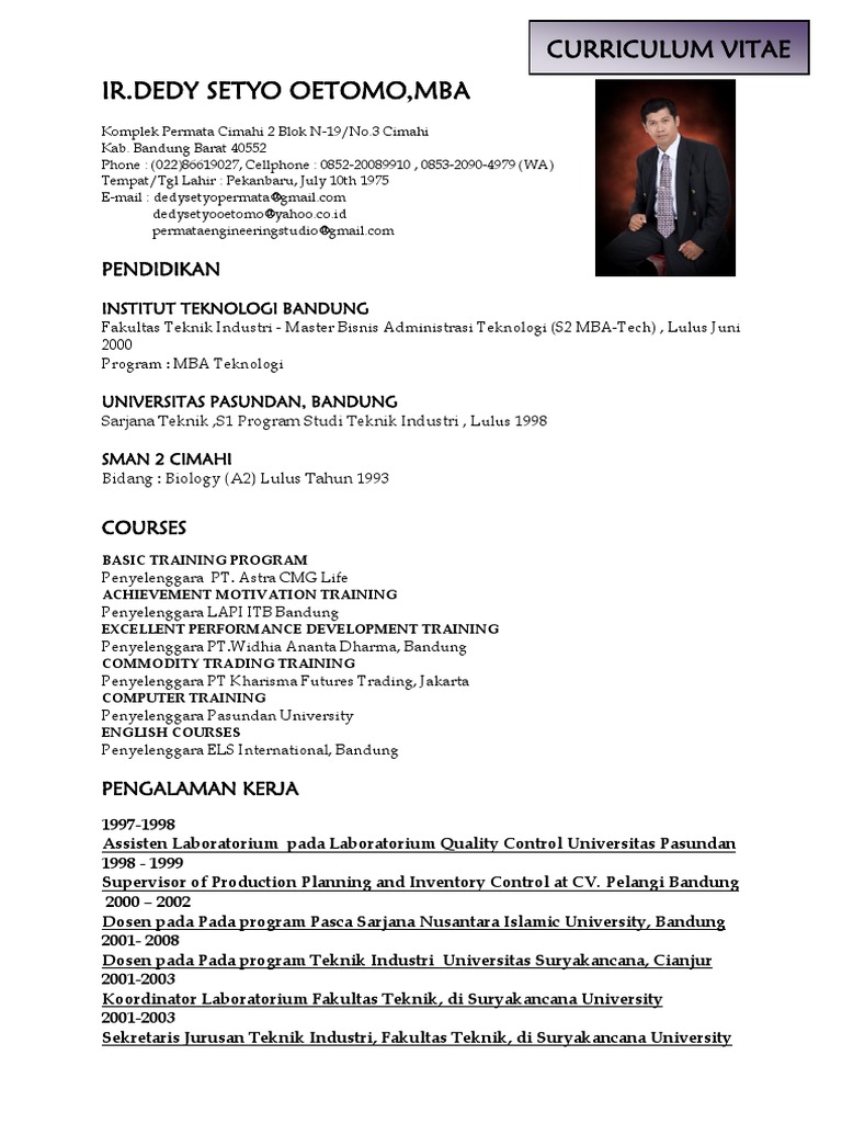 CV Dedy Setyo Oetomo-NEW 2018 | PDF