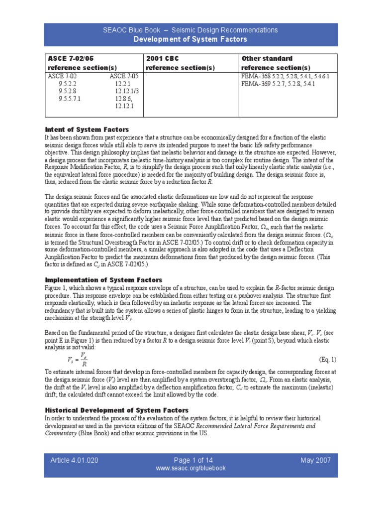Development of System Factors SEAOC | PDF | Strength Of Materials ...