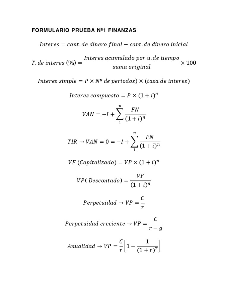 Formulario Finanzas | PDF | Business