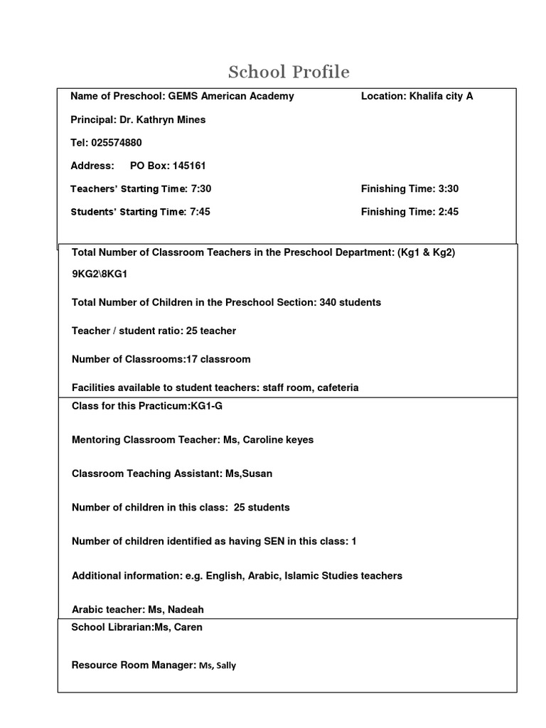 School Profile | PDF | Foreign Language Studies | Wellness