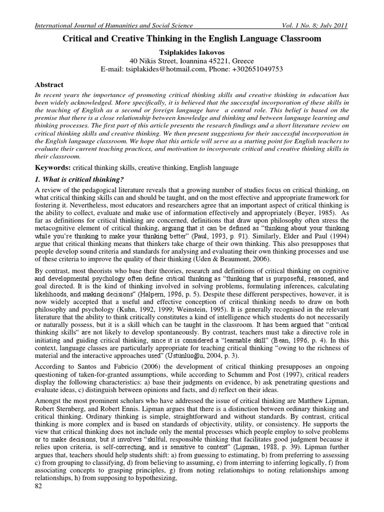 Critical Thinking | Download Free PDF | Critical Thinking | Creativity