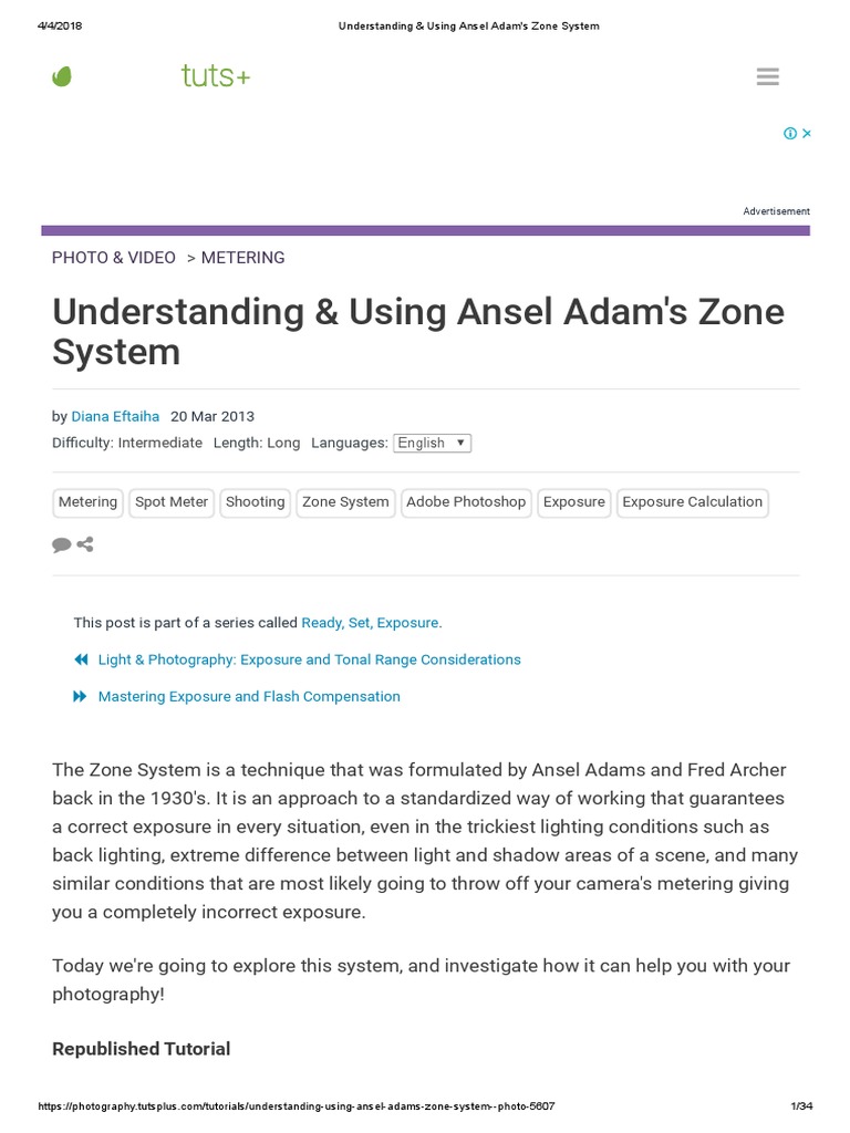 Understanding & Using Ansel Adam's Zone System | PDF | Exposure ...