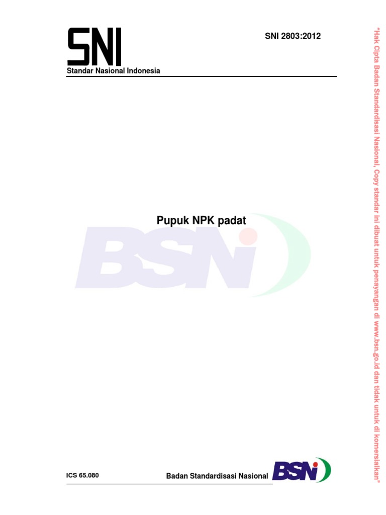 Sni 2803 2012 NPK Padat PDF | PDF | Teknologi & Rekayasa