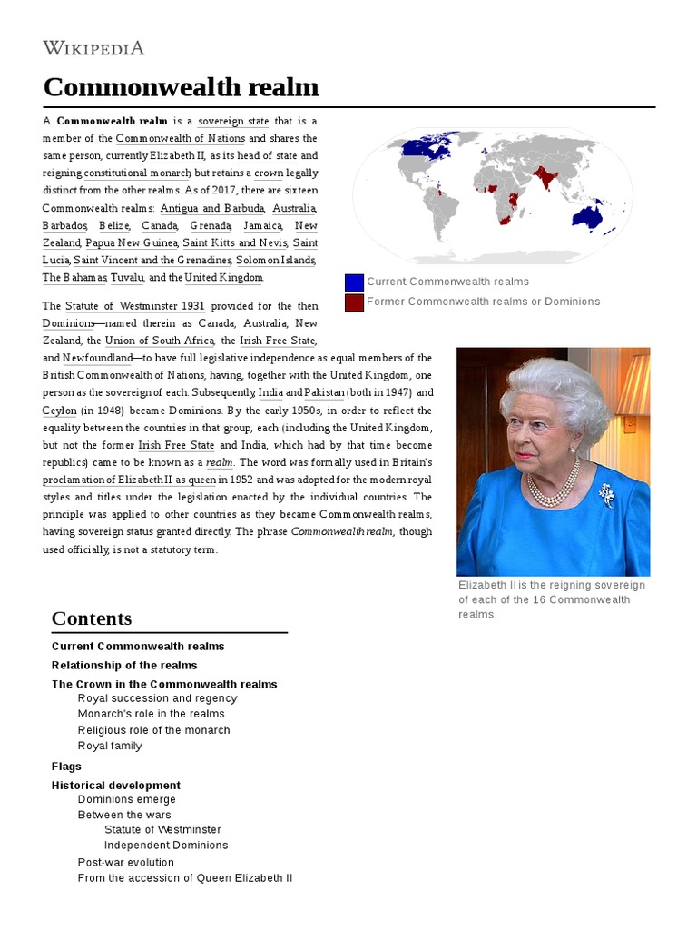 Commonwealth Realm | PDF | Dominion | Monarchy Of The United Kingdom