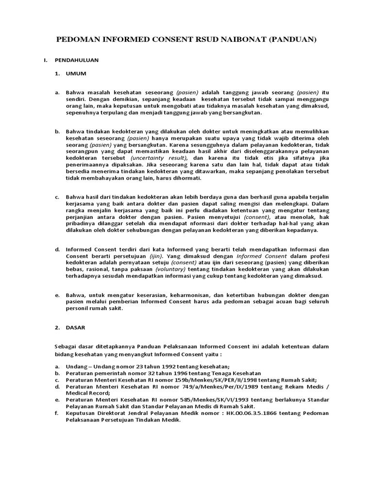 Panduan Persetujuan Tindakan Medis | PDF