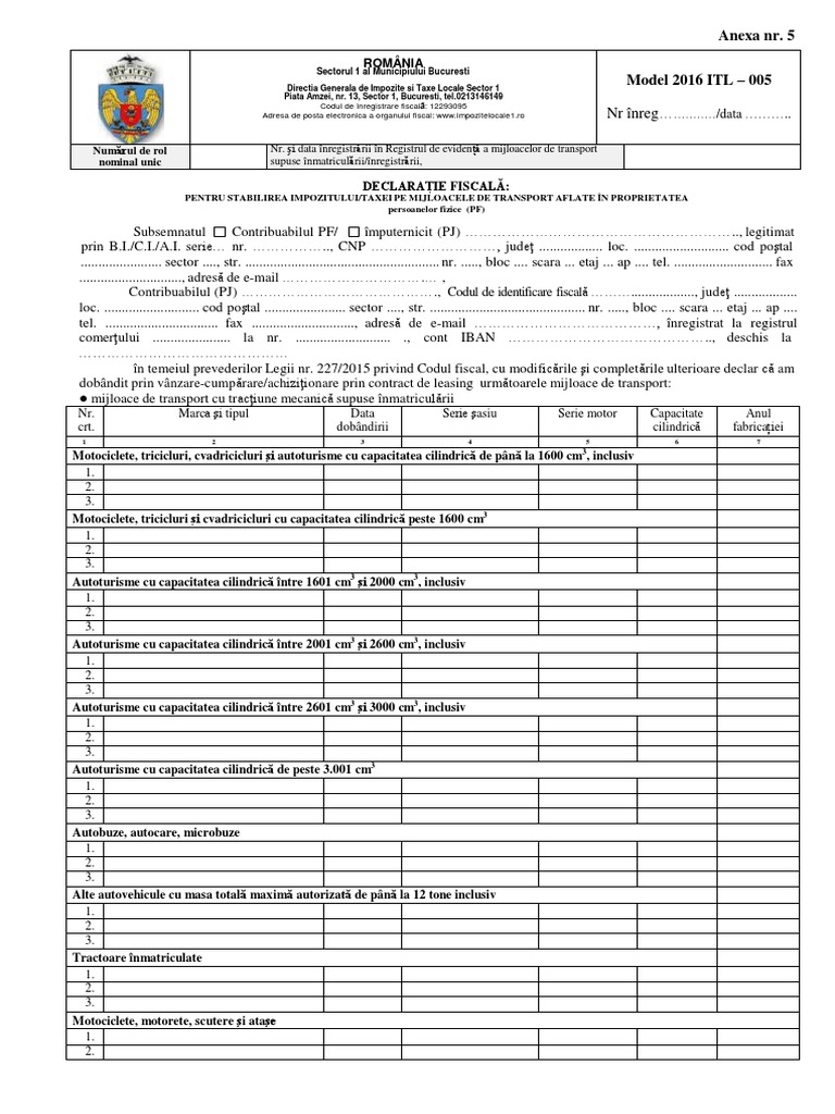 Declaratie Impunere Auto