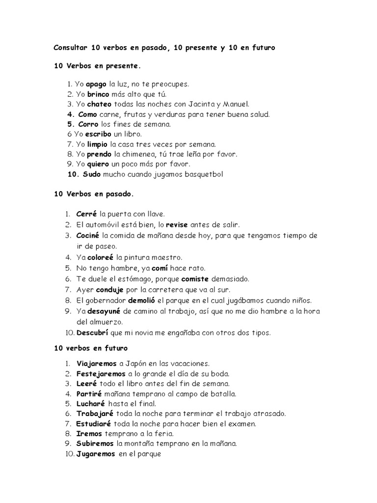 10 Verbos en Presente | PDF