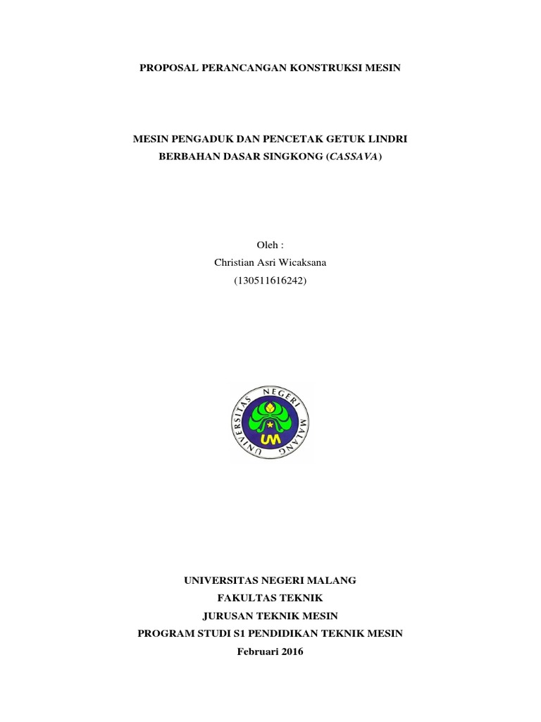Proposal Perancangan Konstruksi Mesin | PDF