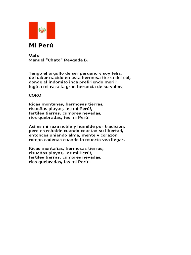 Mi Perú Cancion | PDF