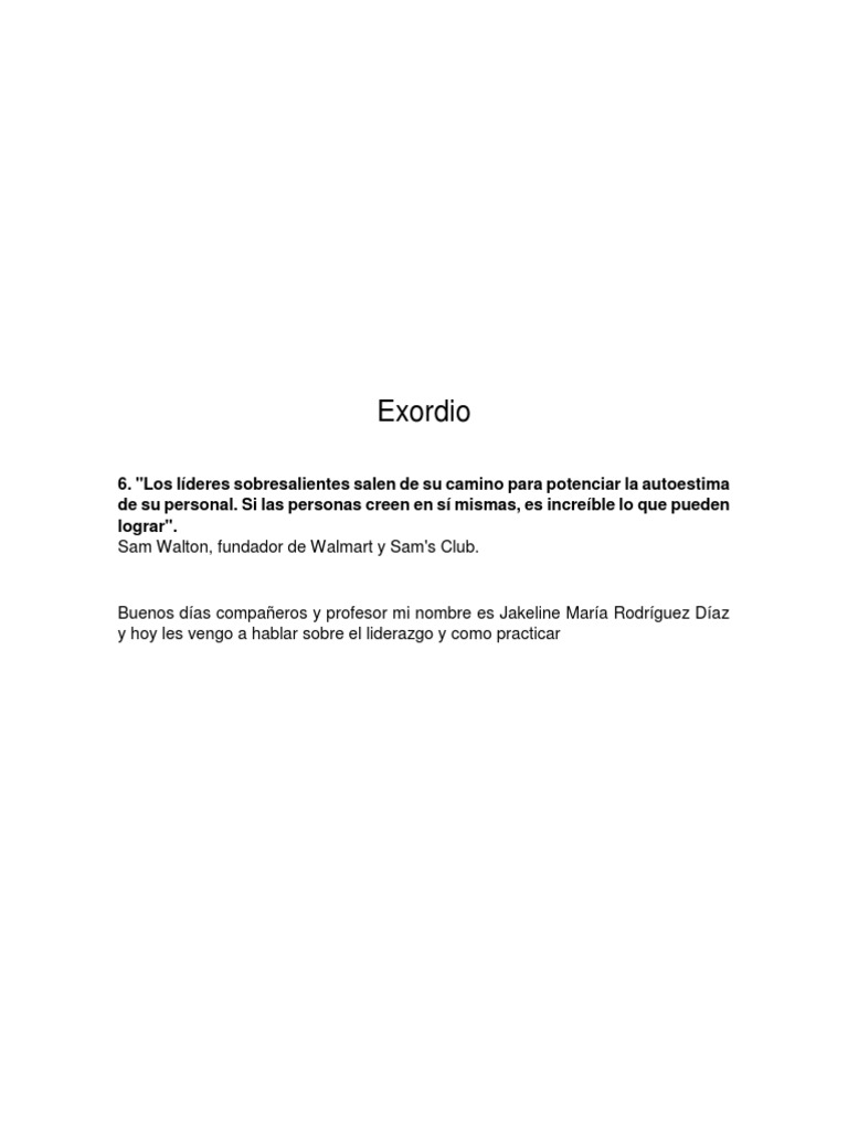 Exordio | PDF | Liderazgo | Conceptos psicologicos