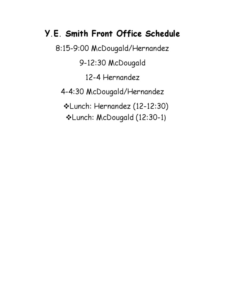 Front Office Schedule | PDF