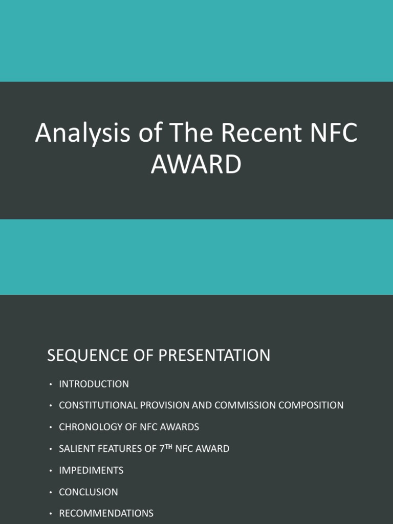 Analysis of Pakistan's Seventh National Finance Commission Award: A ...