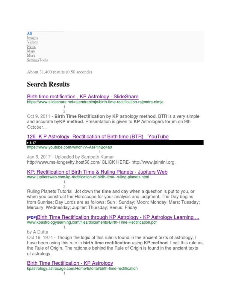 Birth Time Rectification KP Method | PDF | Horoscope | Astrology