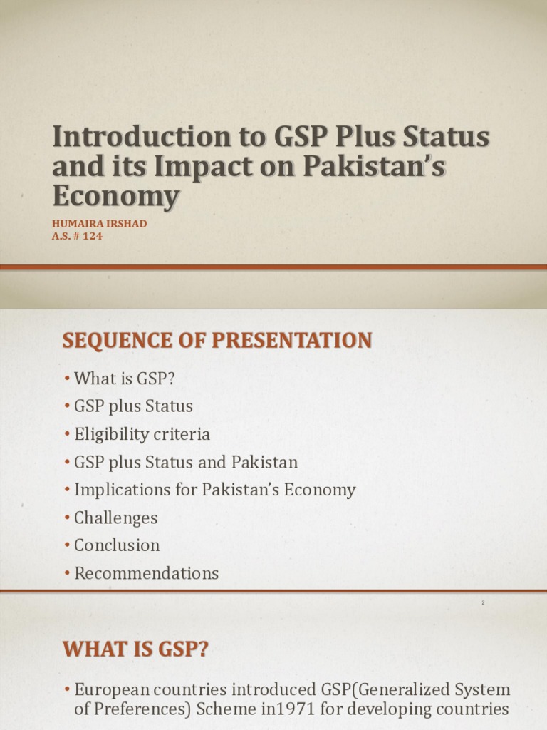 Introduction To GSP Plus Status and Its Impact On Pakistan's Economy ...