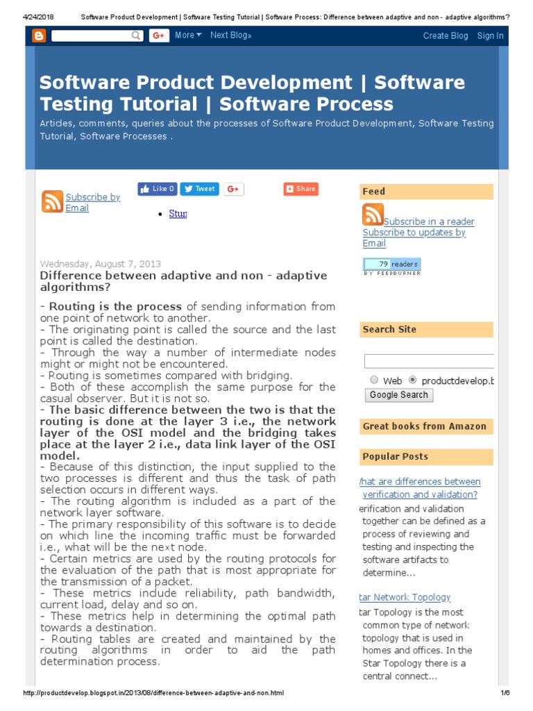 Difference Between Adaptive and Non - Adaptive Algorithms | PDF | Routing | Network Topology