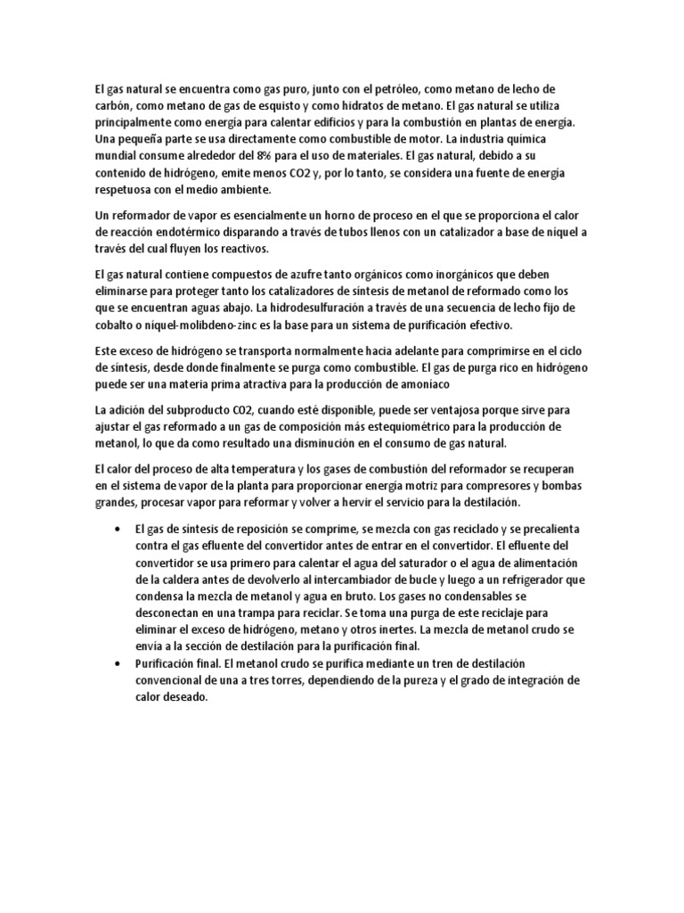 El Gas Natural Se Encuentra Como Gas Puro | PDF | Hidrógeno | Metano