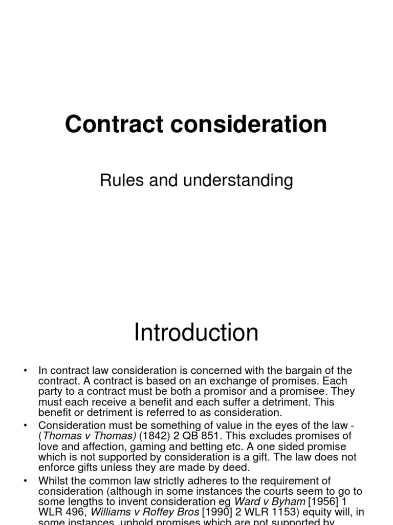 Contract Consideration: Rules and Understanding | PDF | Consideration ...