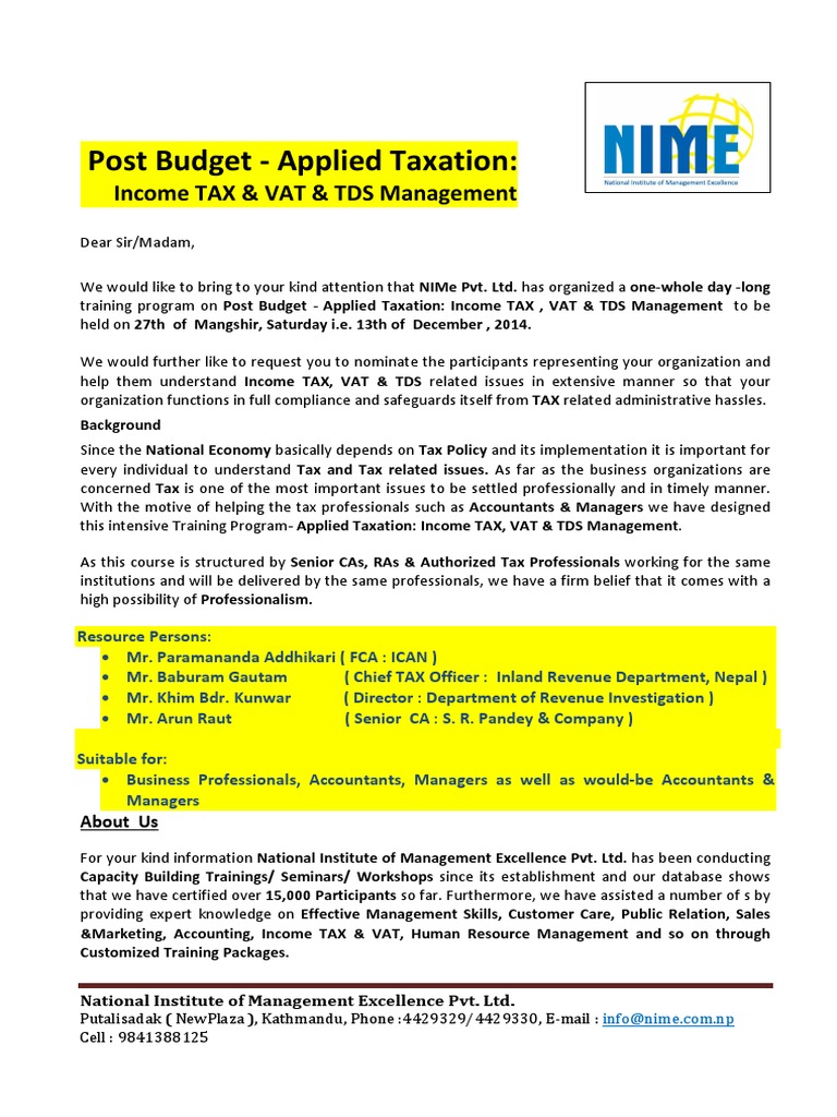 Understanding Tax Obligations: An In-Depth Training on Income Tax, VAT ...