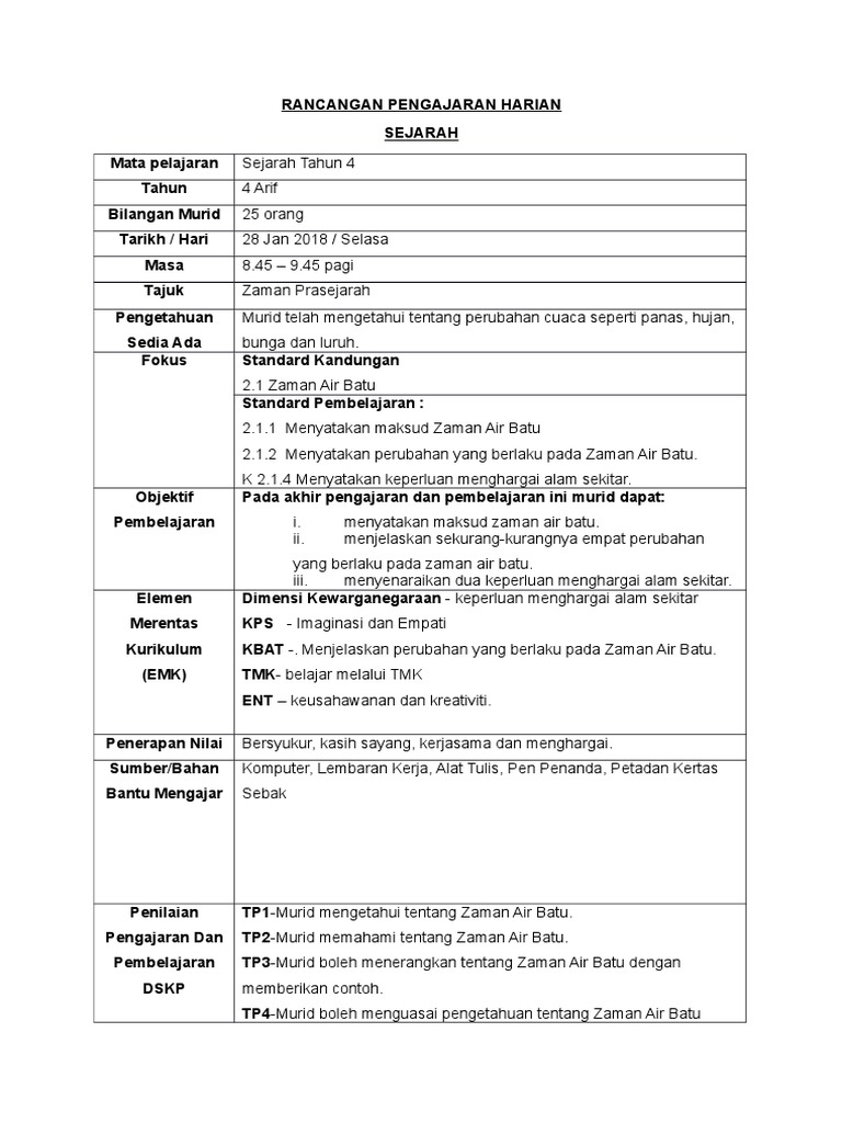 RPH Muka Depan Sejarah | PDF