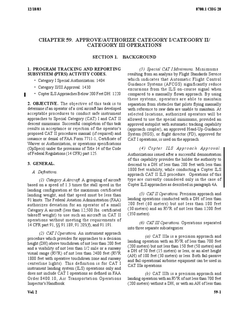 Chapter 59. Approve/Authorize Category I/Category Ii/ Category Iii ...
