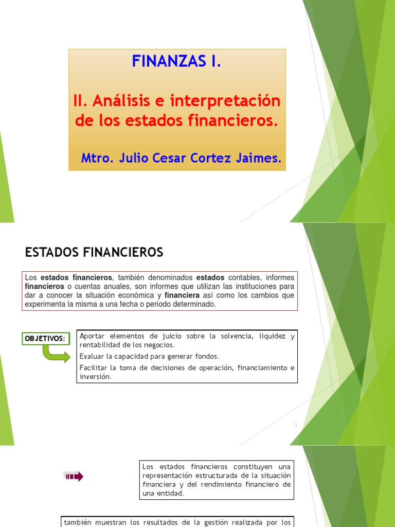 II. Análisis e Interpretación de Los Estados Financieros | PDF | Contabilidad | Estado financiero